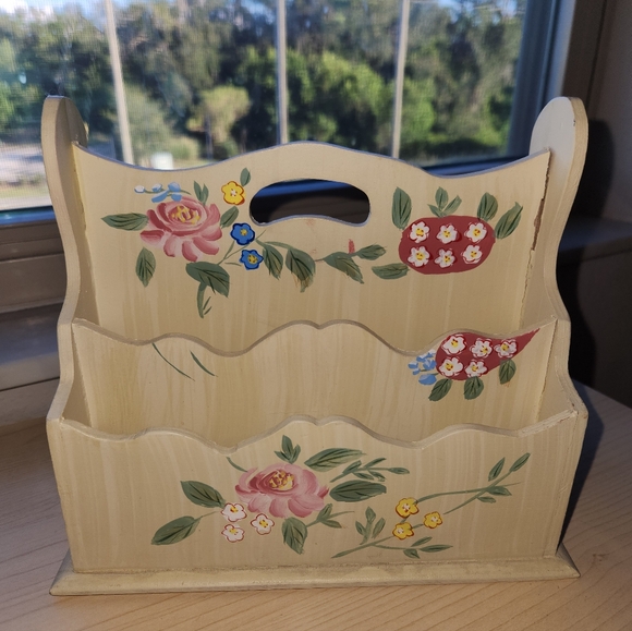 Storage & Organization | Floral Cottagecore Wooden Organizer | Poshmark